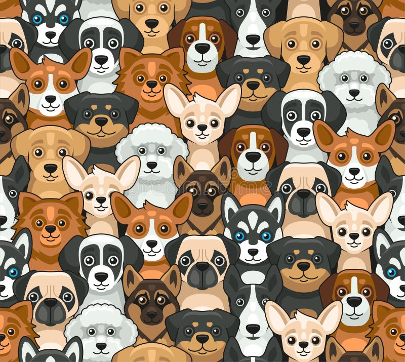Dog Seamless Pattern. Cute Cartoon Style Stock Vector - Illustration of ...