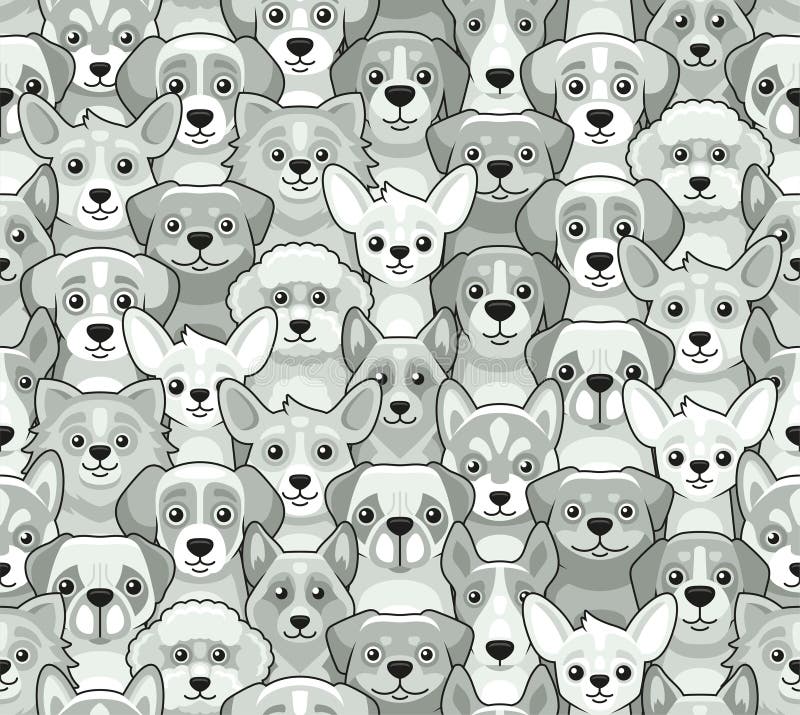 Dog Seamless Pattern. Cute Cartoon Style Stock Vector - Illustration of ...