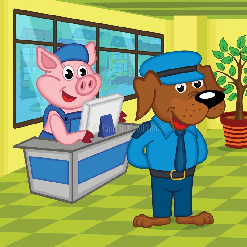 Dog Security Guard Supermarket Stock Vector - Illustration of guard ...