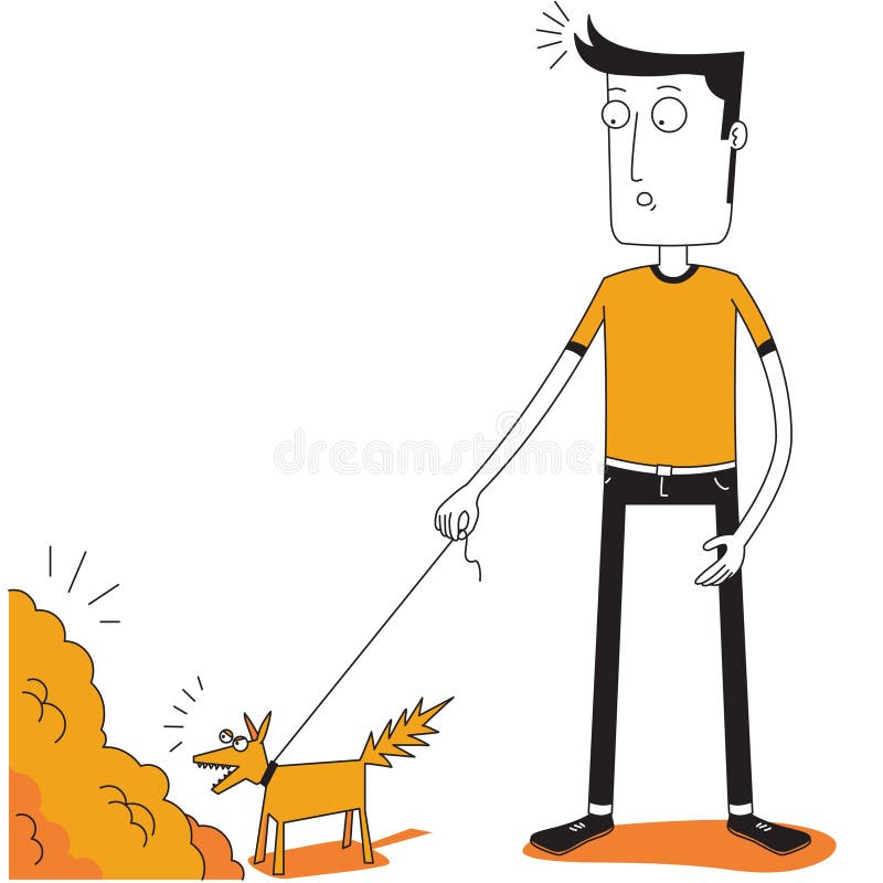 Dog See Something in Bush and Tell His Master Stock Vector ...
