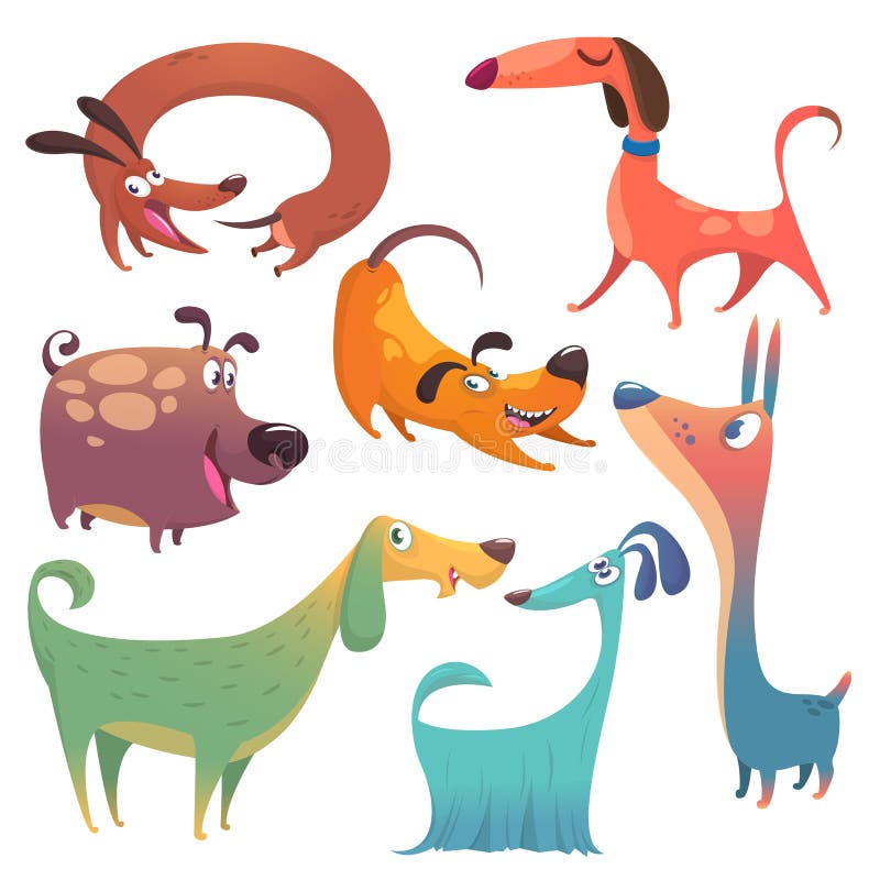 Cartoon Dogs Set Vector Illustration Stock Vector - Illustration of ...