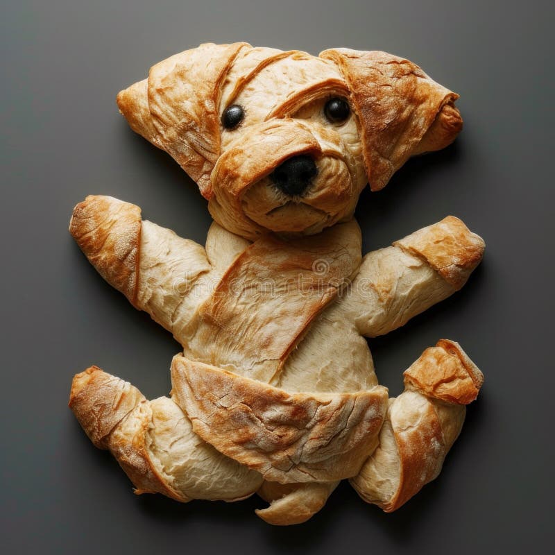 A Dog Shaped Bread with a Face Made Out of it, AI Stock Image - Image ...