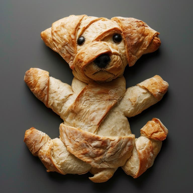 A Dog Shaped Bread with a Face Made Out of it, AI Stock Image - Image ...