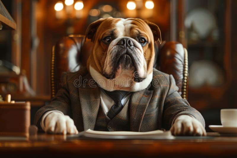 A Dog in a Sharp Business Suit and Sitting Confidently at an Executive ...
