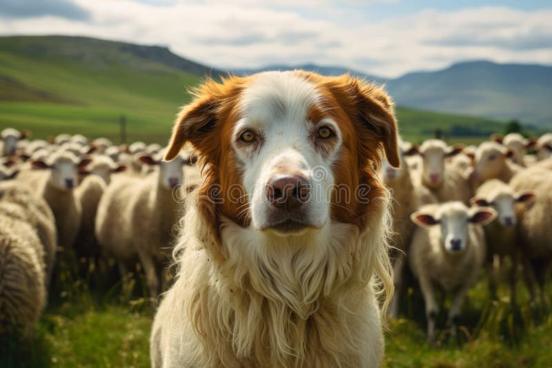 Dog Shepherd Guarding Sheep Generative Ai Stock Illustration ...
