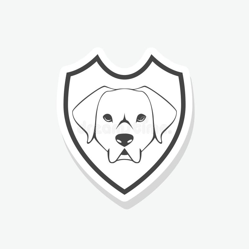 Dog Shield Sticker Icon Isolated on White Stock Vector - Illustration ...