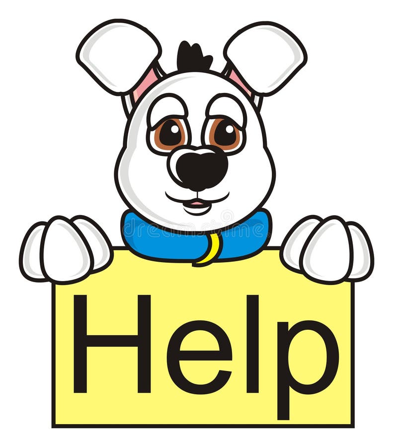 Dog with sign help stock illustration. Illustration of bark - 67281959