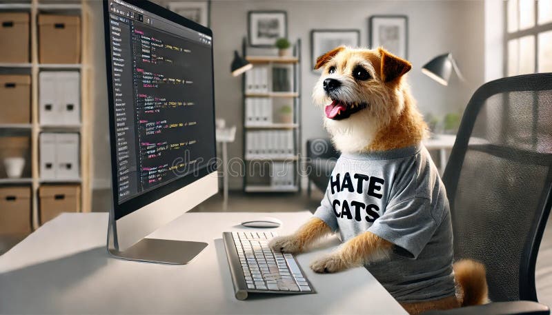 Dog Programmer Typing Code stock illustration. Illustration of ...