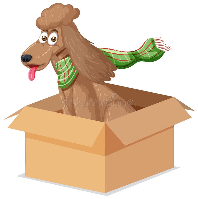 A Dog Sitting in the Box on White Background Stock Vector ...