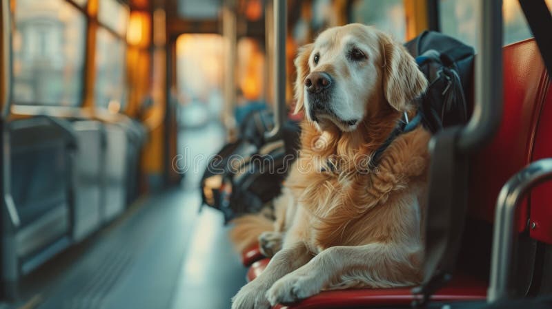 A Dog Sitting on a Bus Seat with Its Head Hanging Down, AI Stock Photo ...