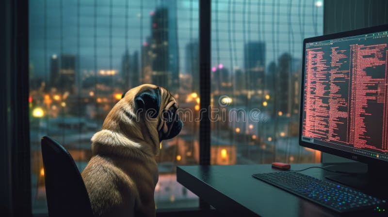 A Dog Sitting in Front of a Computer Monitor. Generative AI Image ...