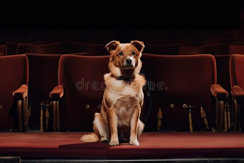 Dog is Sitting on the Stage, Waiting for the Performance To Start Stock ...
