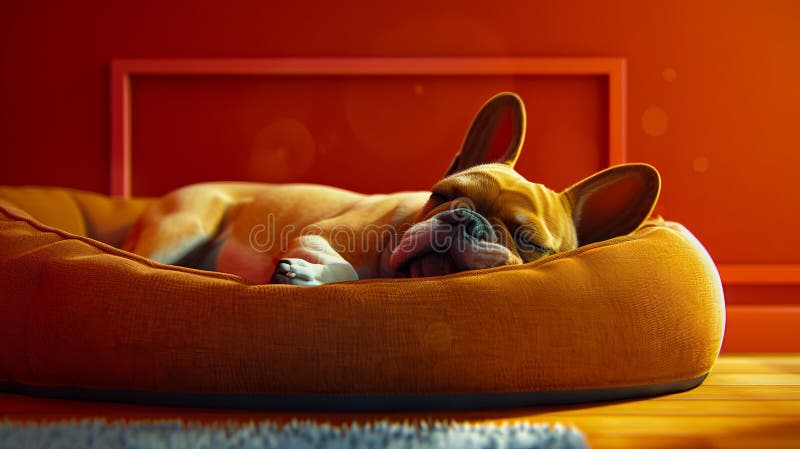 A Dog Sleeping in a Bed in Slumber Stock Image - Image of mammal, brown ...