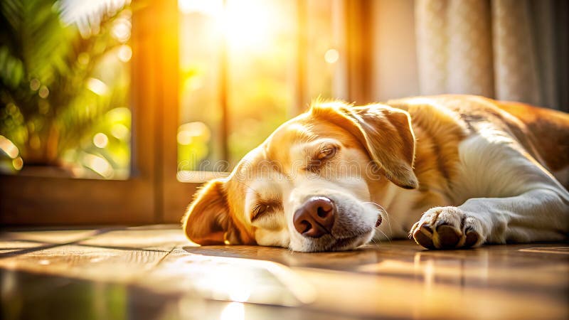 Dog sleeping in the sun stock illustration. Illustration of peaceful ...