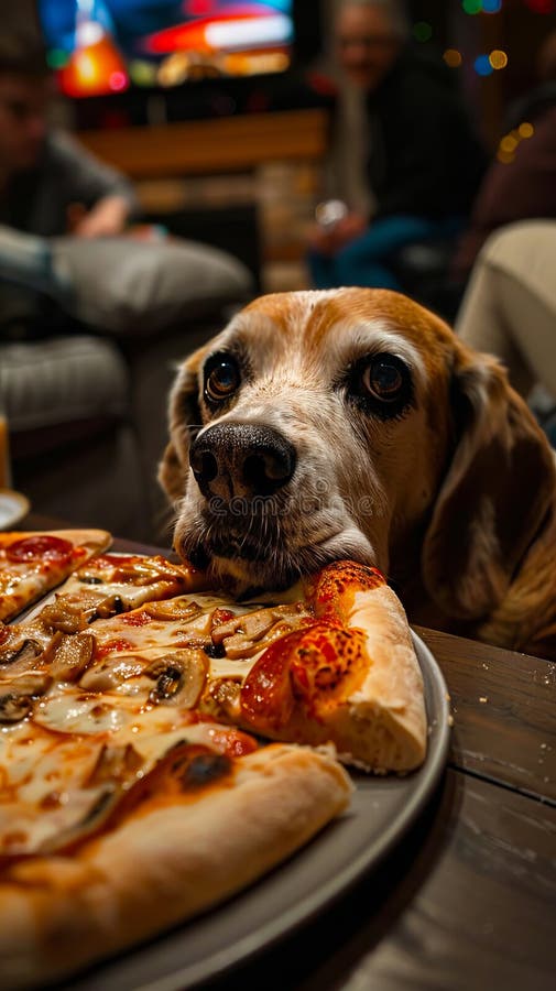 A Dog with a Slice of Pizza Stock Image - Image of breed, tray: 326835909
