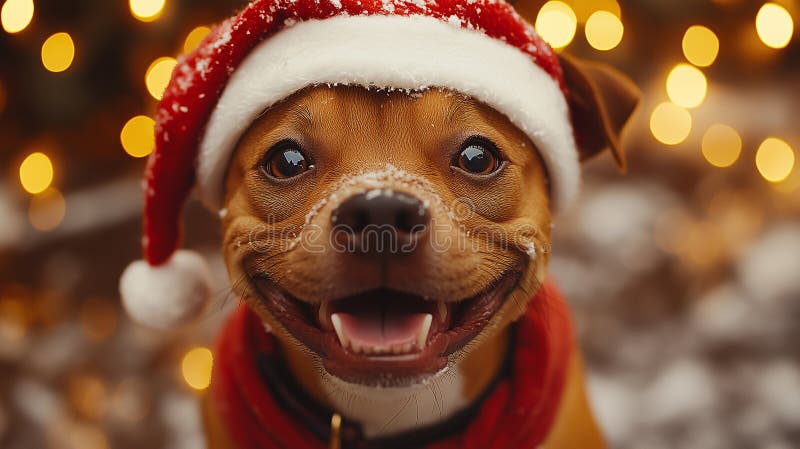 Dog is Smiling with a Santa Hat Stock Illustration - Illustration of ...