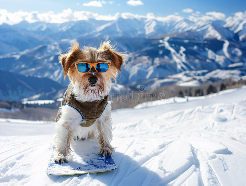 The Dog is Snowboarding. Artificial Intelligence. Stock Image - Image ...