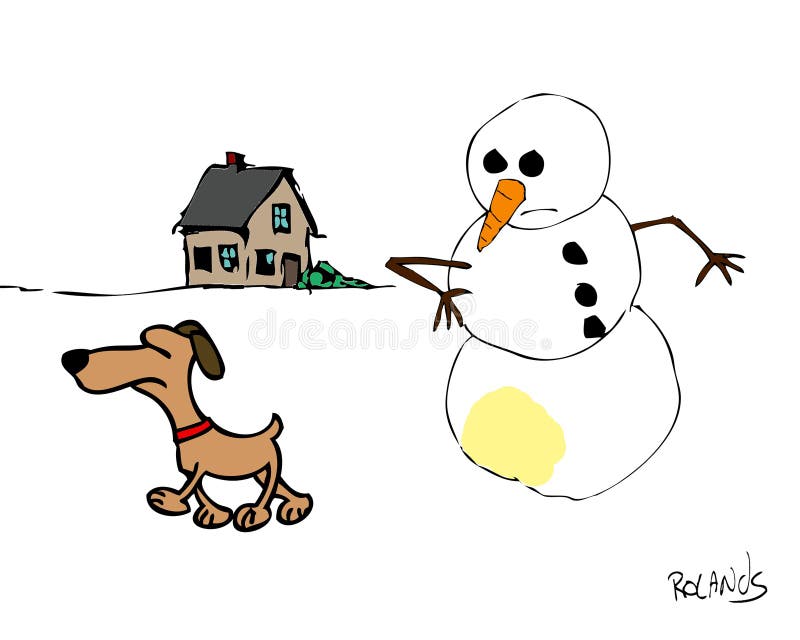 Dog and Snowman Funny Cartoon Stock Illustration - Illustration of ...