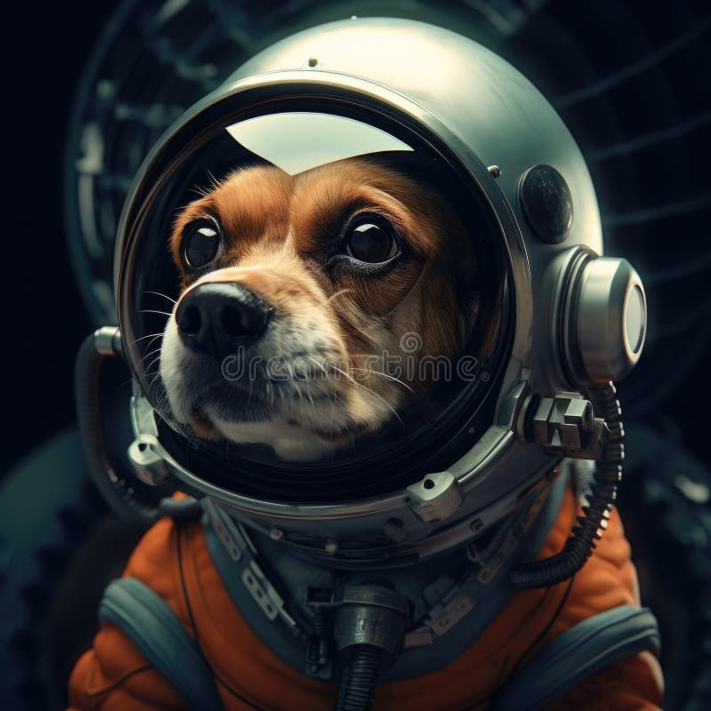 Dog with a space helmet stock illustration. Illustration of cute ...