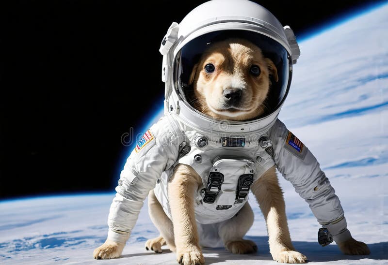 A Dog in a Space Suit at 30-8-2024 Stock Illustration - Illustration of ...