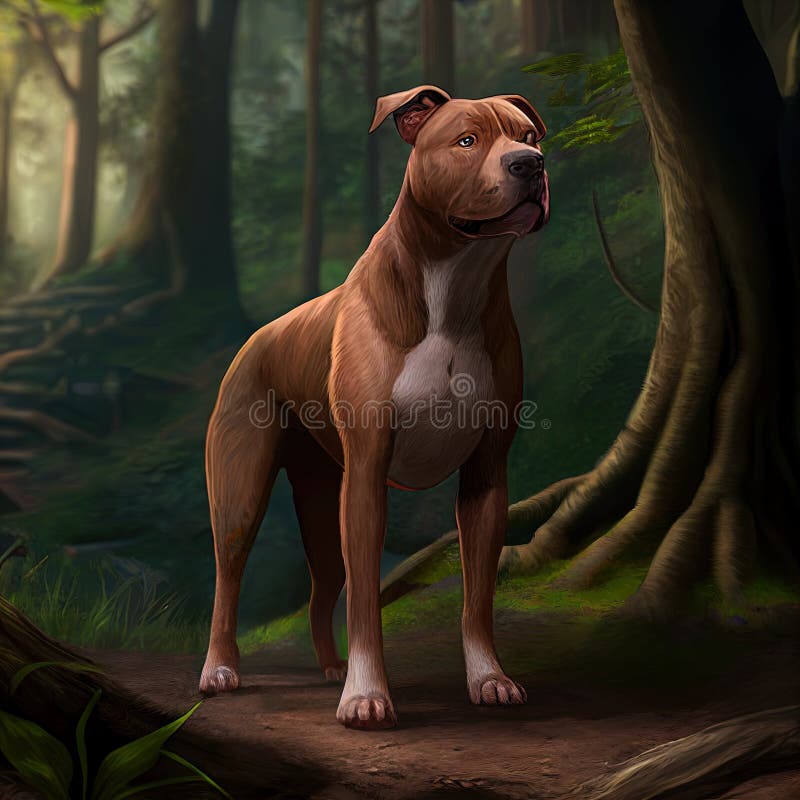 A Dog Standing in the Middle of a Forest with a Trail in the Background ...