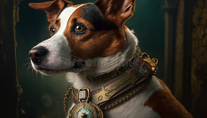 Dog with a Steampunk Watch Lanyard Ai Generative Stock Illustration ...