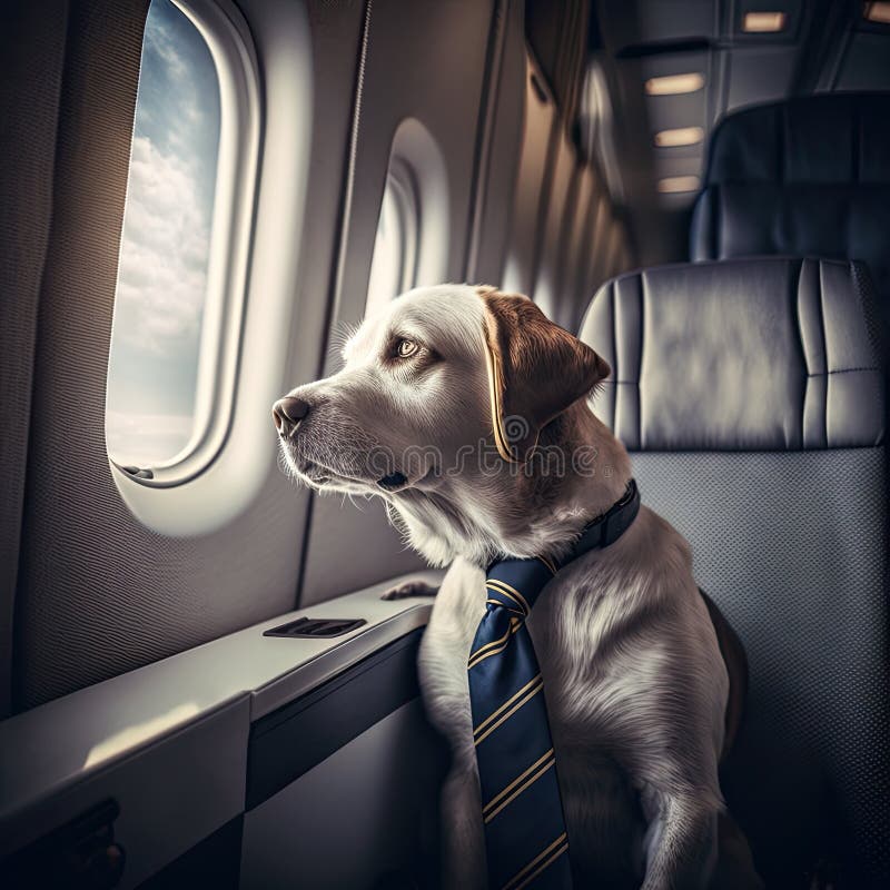 Dog in Suit on Plane, AI Generated Stock Illustration - Illustration of ...