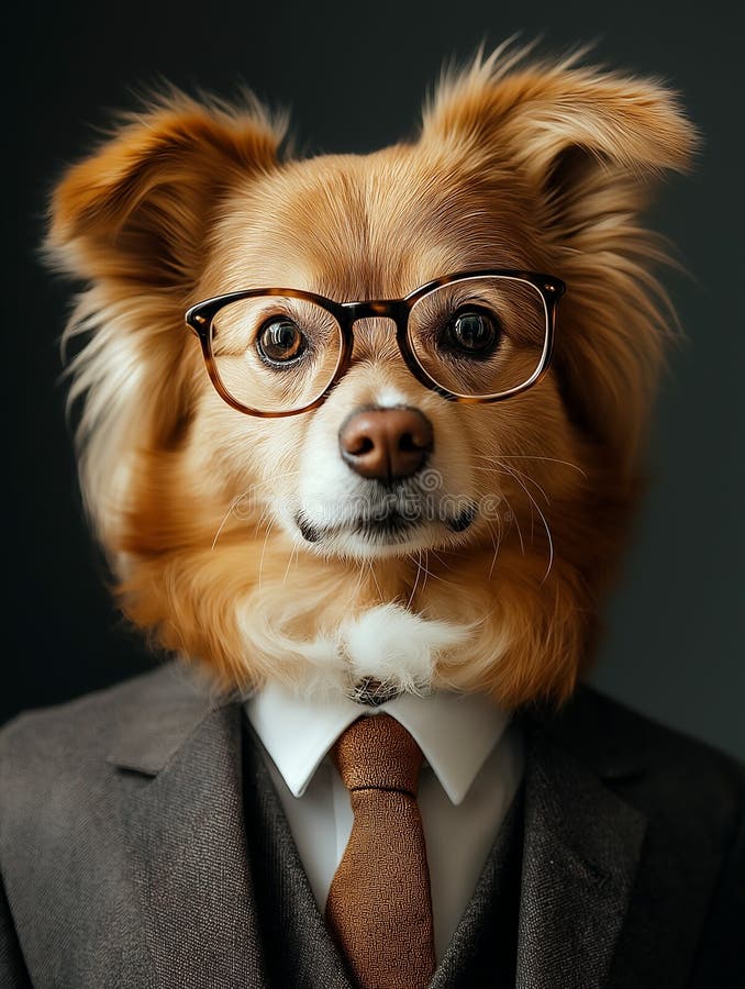Dog in a suit and tie stock photo. Image of work, funny - 341038356