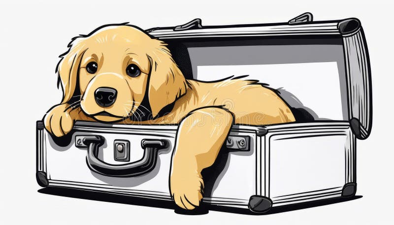 A dog in a suitcase stock illustration. Illustration of luggage - 301966002
