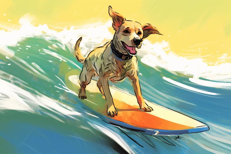 Dog on a Sup Board. Summer Sport Stock Illustration - Illustration of ...