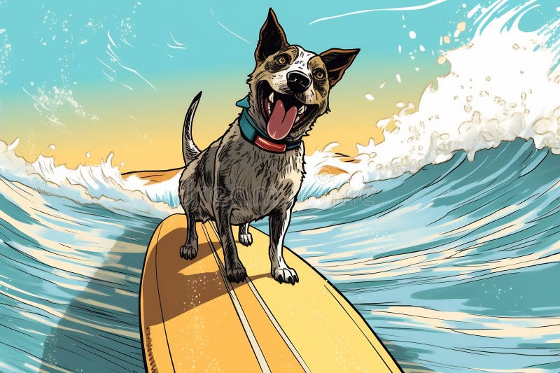 Dog on a Sup Board. Summer Sport Stock Illustration - Illustration of ...