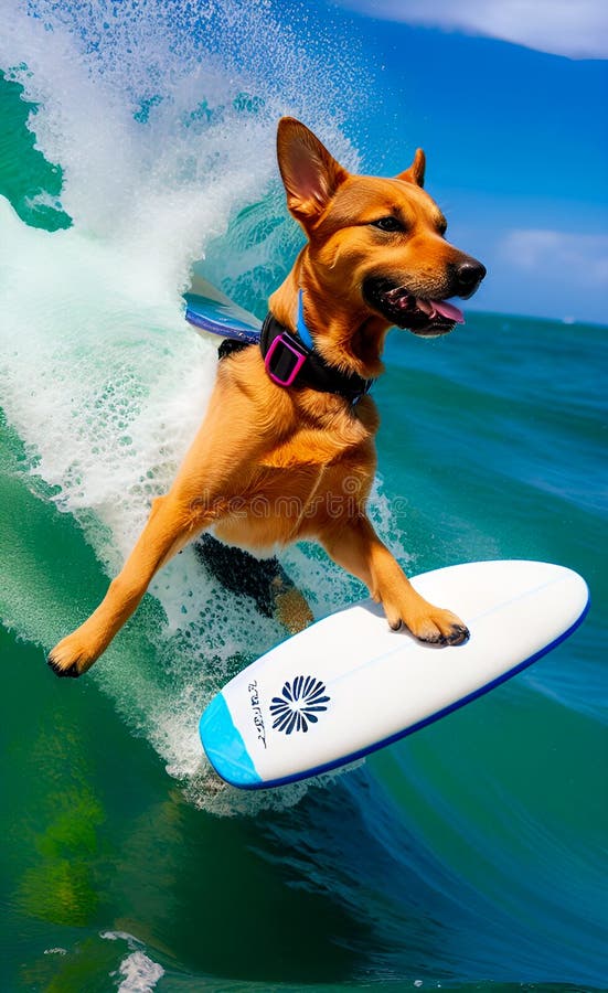 Dog Surfing stock illustration. Illustration of clothing - 270447348