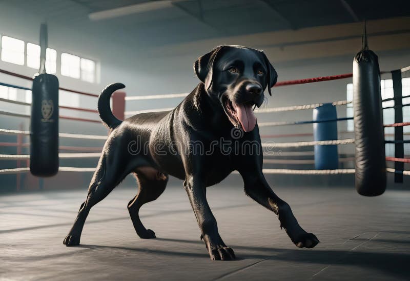 A Dog, Sweat and an Angry Look on His Face is Training Inside the Ring ...