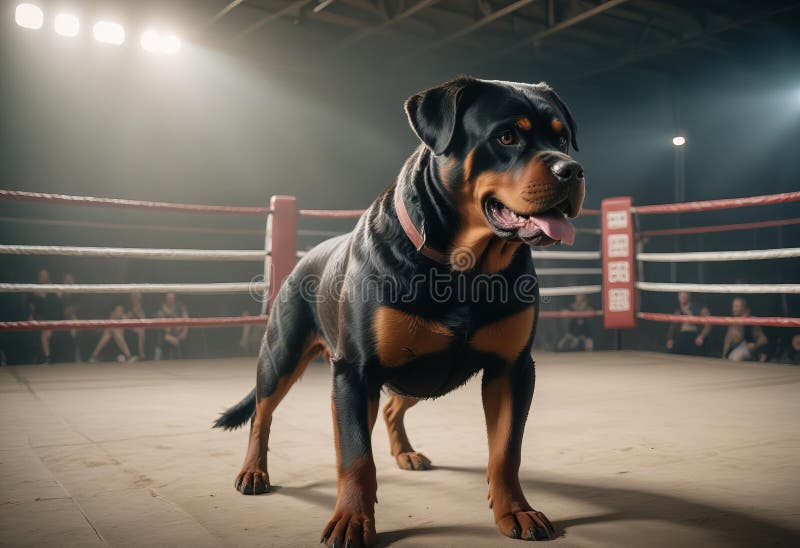 A Dog, Sweat and an Angry Look on His Face is Training Inside the Ring ...