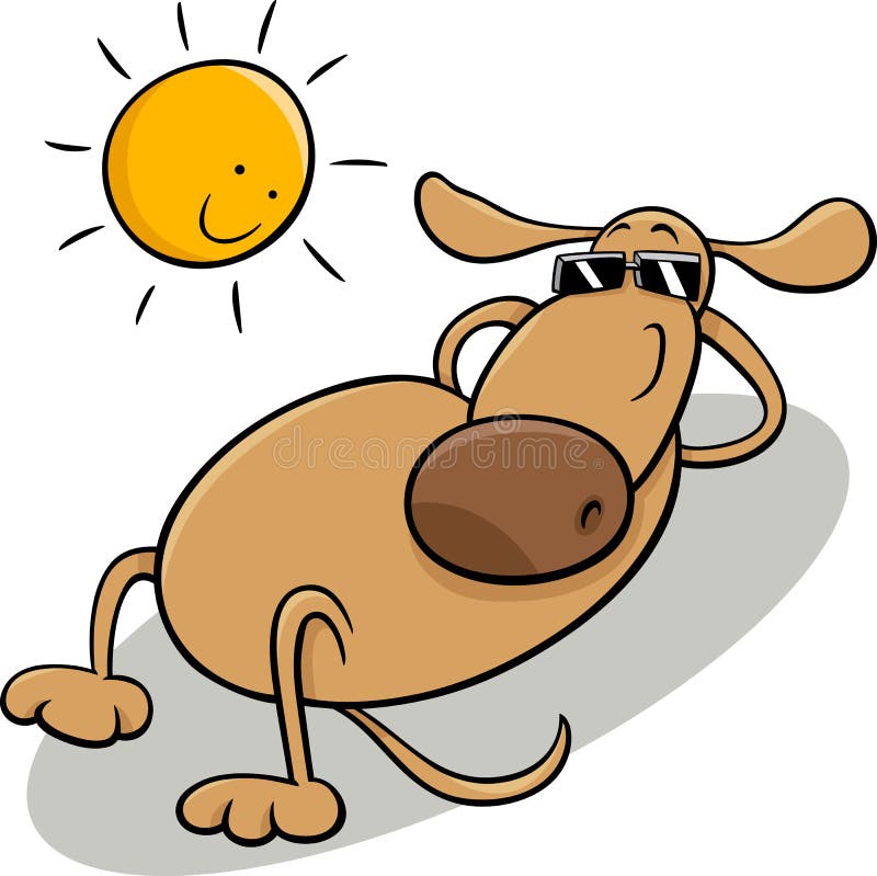 Dog Taking Sunbath Cartoon Illustration Stock Vector - Illustration of ...