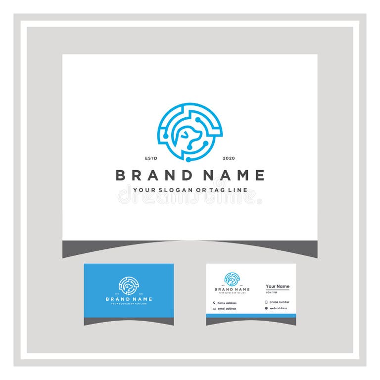 Dog Tech Logo Design with a Business Card Vector Stock Illustration ...