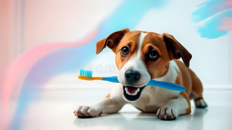 Dog in toothbrush in teeth stock illustration. Illustration of dents ...