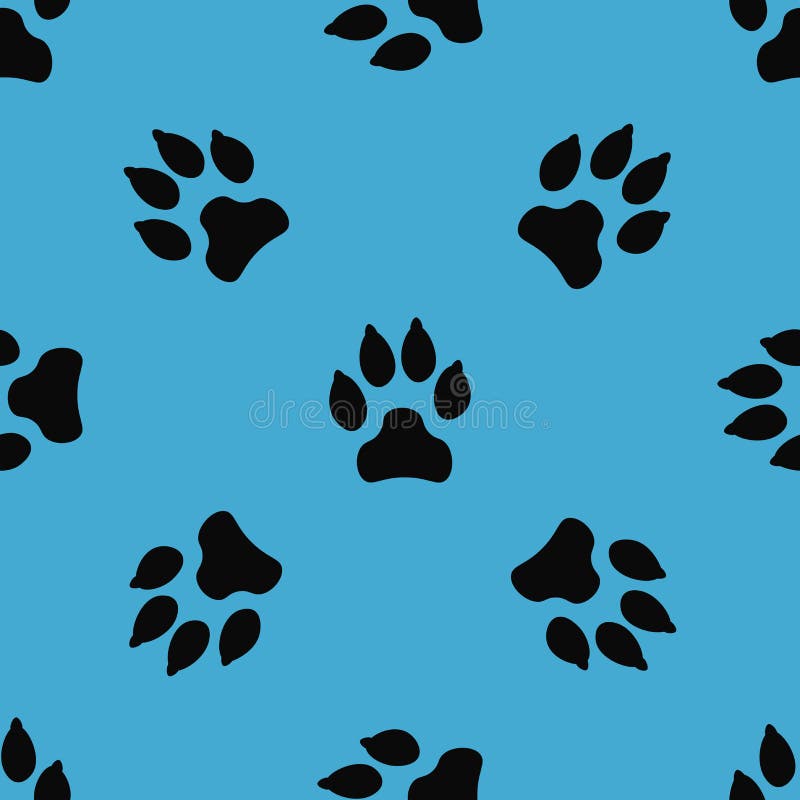 Colorful Dog Track Seamless Pattern Isolated on White Background. Stock ...