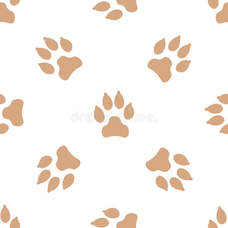 Colorful Dog Track Seamless Pattern Isolated on White Background. Stock ...