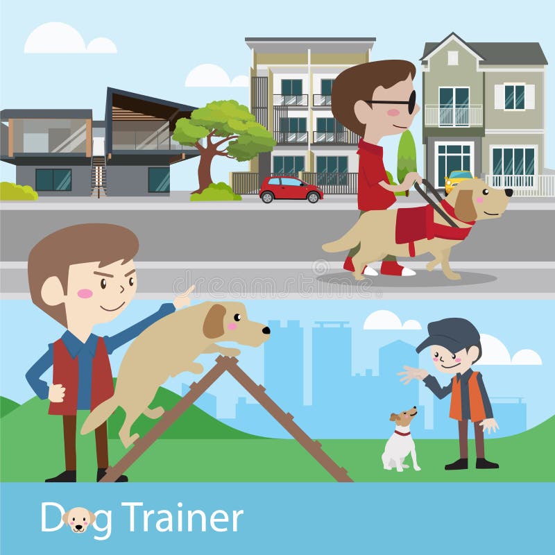 Dog Trainer Training Vector Illustration Stock Vector - Illustration of ...