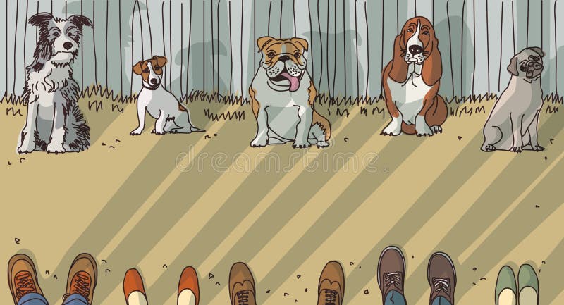 Dog Training Breeds and Owner Exercise. Stock Vector - Illustration of ...