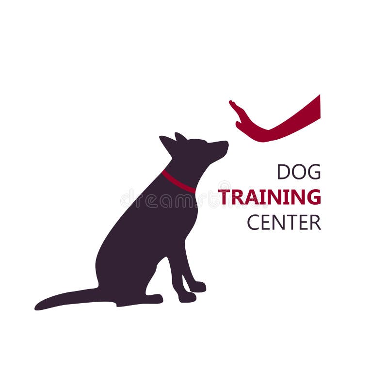 Dog Training Center Logo Template with Sitting Dog Silhouette. Vector ...