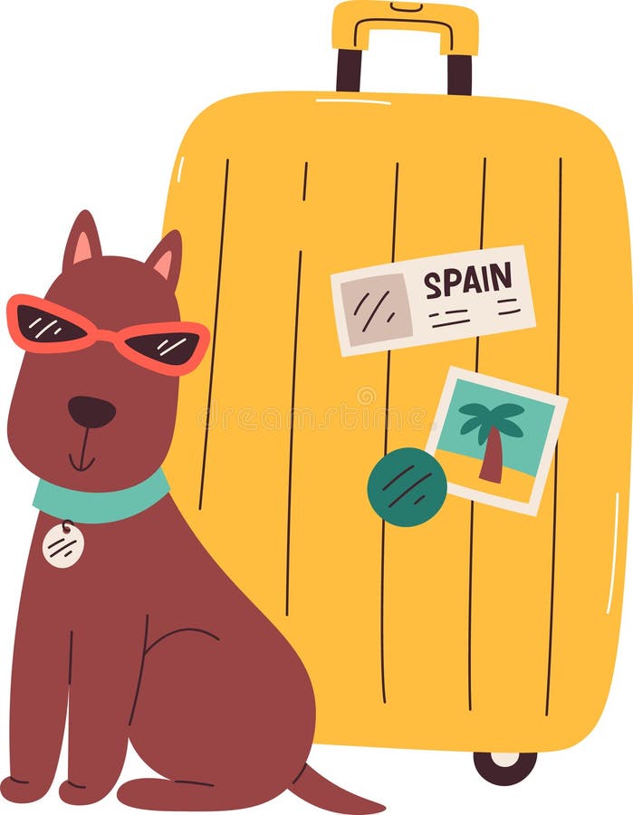 Dog and Travel Suitcase stock vector. Illustration of cute - 319470947