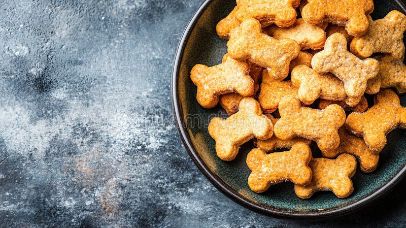 Dog Treats Bone-shaped Bowl Dark Background Stock Photo - Image of ...
