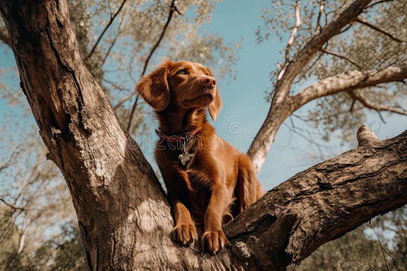 A dog on a tree. stock illustration. Illustration of animal - 275984245