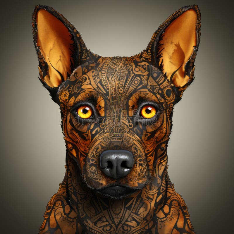 A Dog with a Tribal Pattern on Its Face Stock Illustration ...