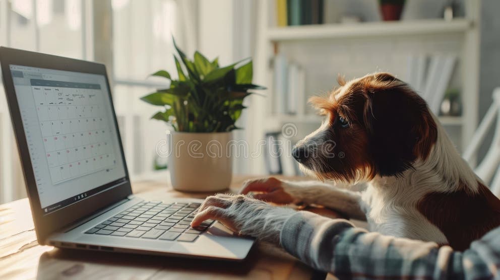 The Dog Using Computer.AI Generated Image Stock Photo - Image of laptop ...