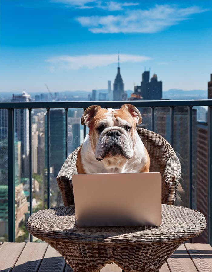 Dog using laptop computer stock photo. Image of generated - 357311850