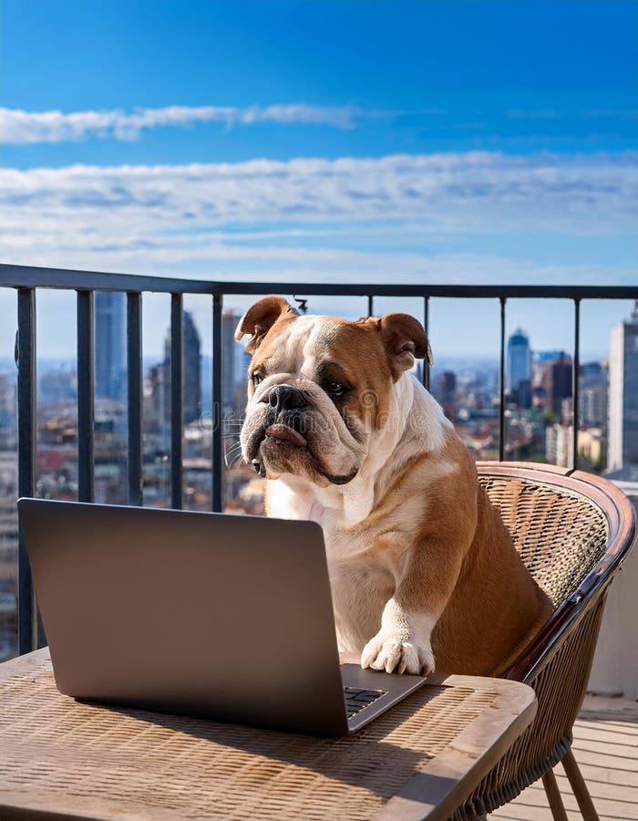 Dog using laptop computer stock photo. Image of funny - 357311868