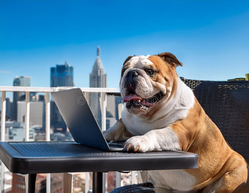 Dog using laptop computer stock photo. Image of funny - 357311790